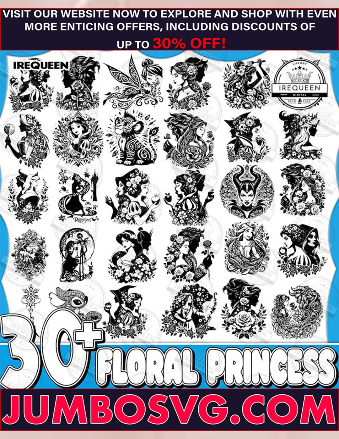 30 Cartoon Princess Svg Bundle, Princess and Beast Bundle, Princess ...