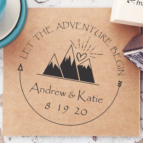 Mountain Wedding or Adventure Stamp for Favors Rustic Wedding - Etsy