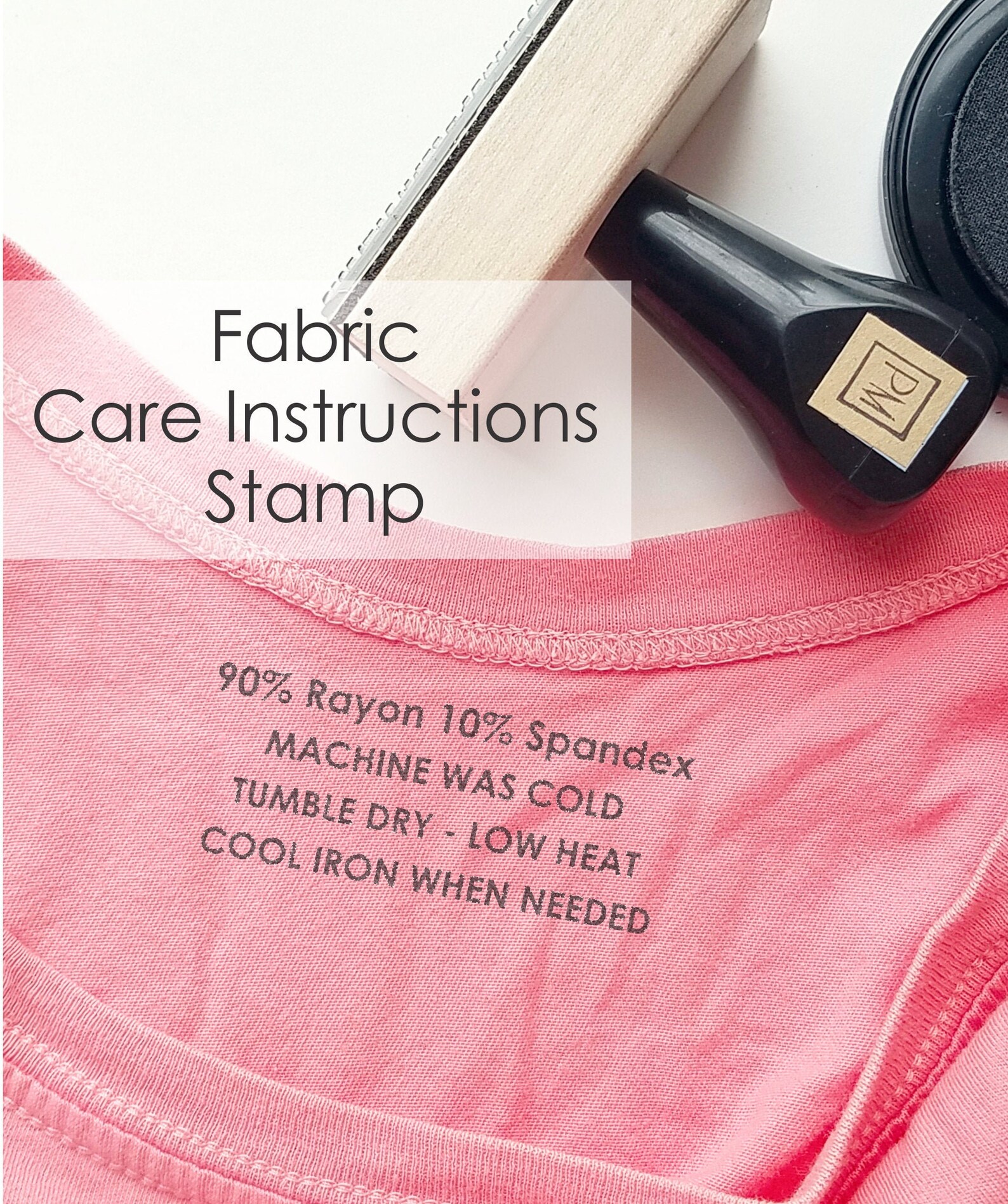 Washing Instruction Label Stamp, Fabric Care Instructions Label Rubber ...