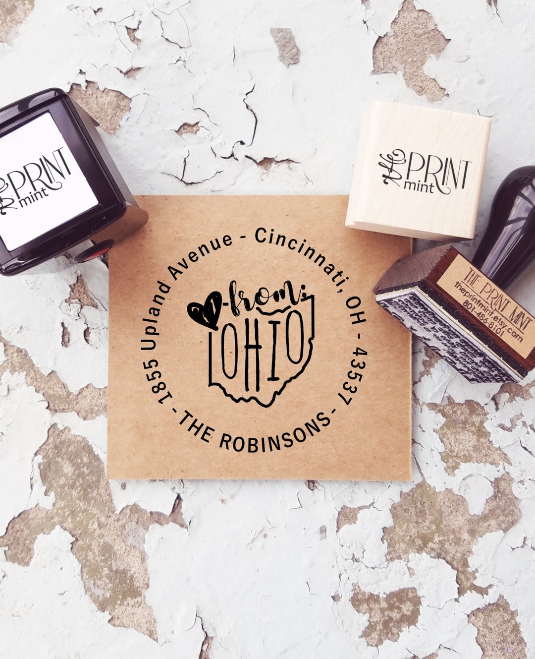 Ohio Address Stamp or Made in Ohio Custom Rubber Stamp, Self-inking ...