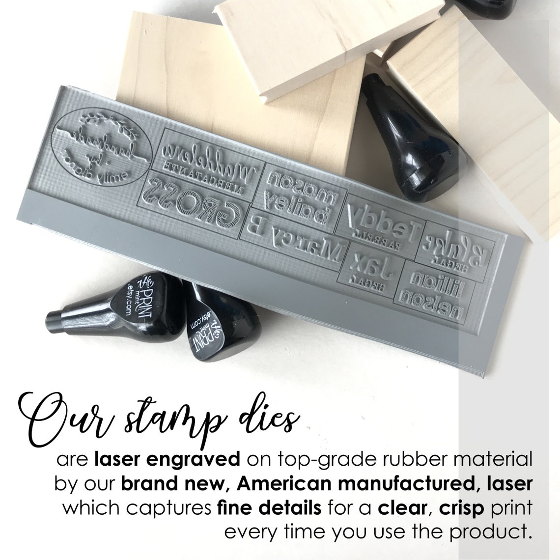 Custom Wreath Logo Stamp- Business Card Stamp- Calligraphy Business ...