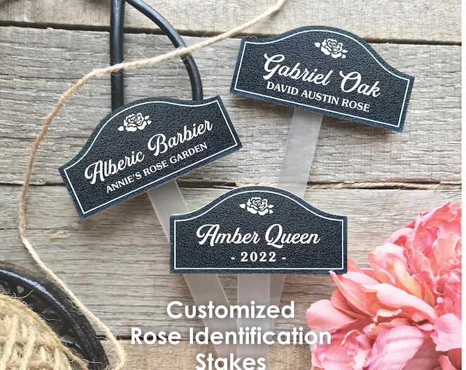 Rose Identification Stakes, Custom Rose Bush Markers, Rose Name Plaque ...