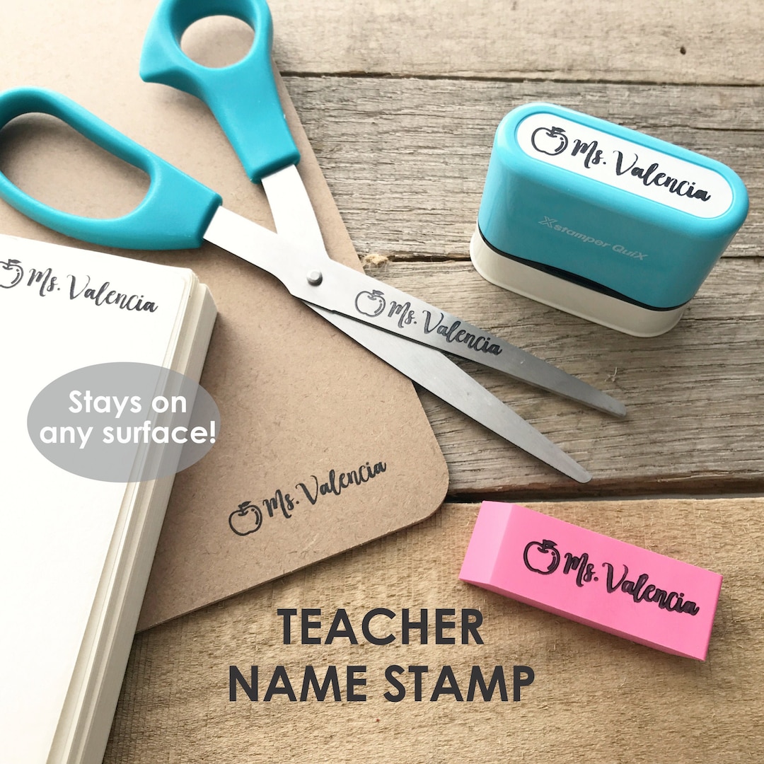 Teacher Name Stamps, Permanent for Any Surface, Personalized Teacher Stamp, Self-inking Name ...