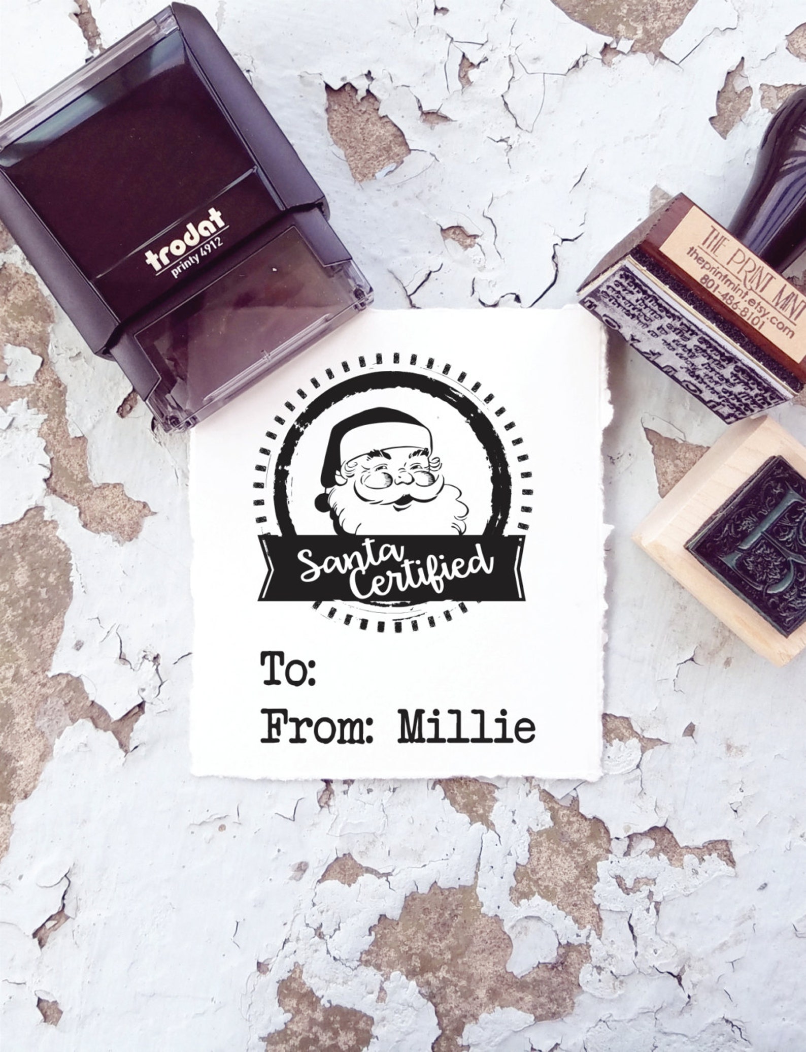 Santa Stamp, Christmas Tag Stamp,to From Stamp, Santa Rubber Stamp ...