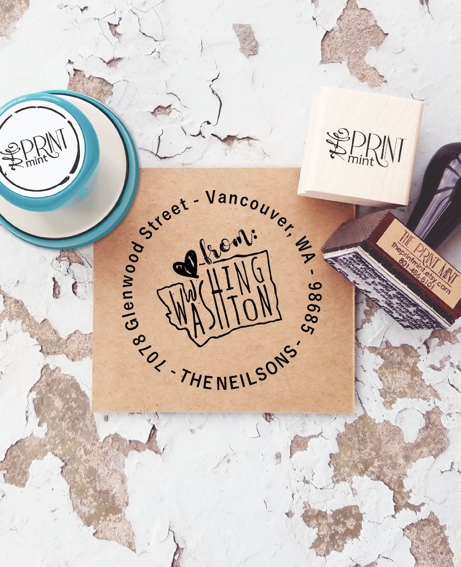 Washington Address Stamp Washington Self-inking Address With - Etsy