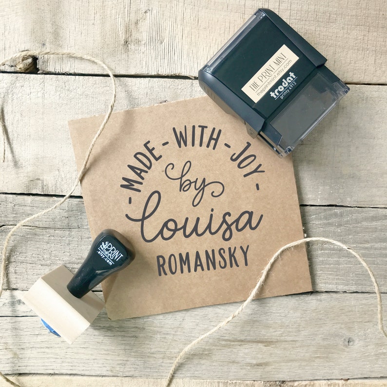 Made With Joy Stamp in Self-inking or Wood Personalized Made - Etsy
