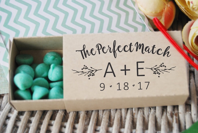 Wedding Matchbox Stamp the Perfect Match Wedding Favor | Etsy