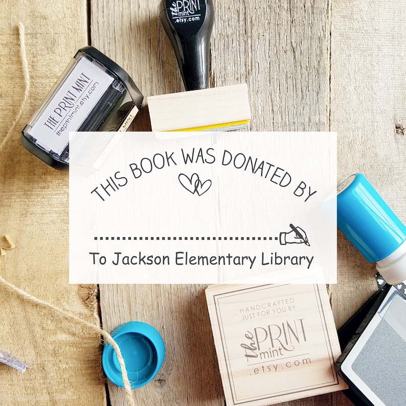 Book Donated by Rubber Stamp- Library Donation Stamp- Book Donation ...