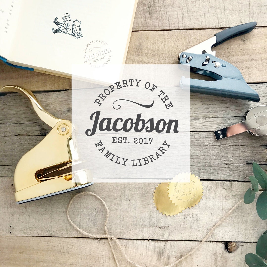 Family Library Book Embosser Custom Book Stamp Family Name Library ...