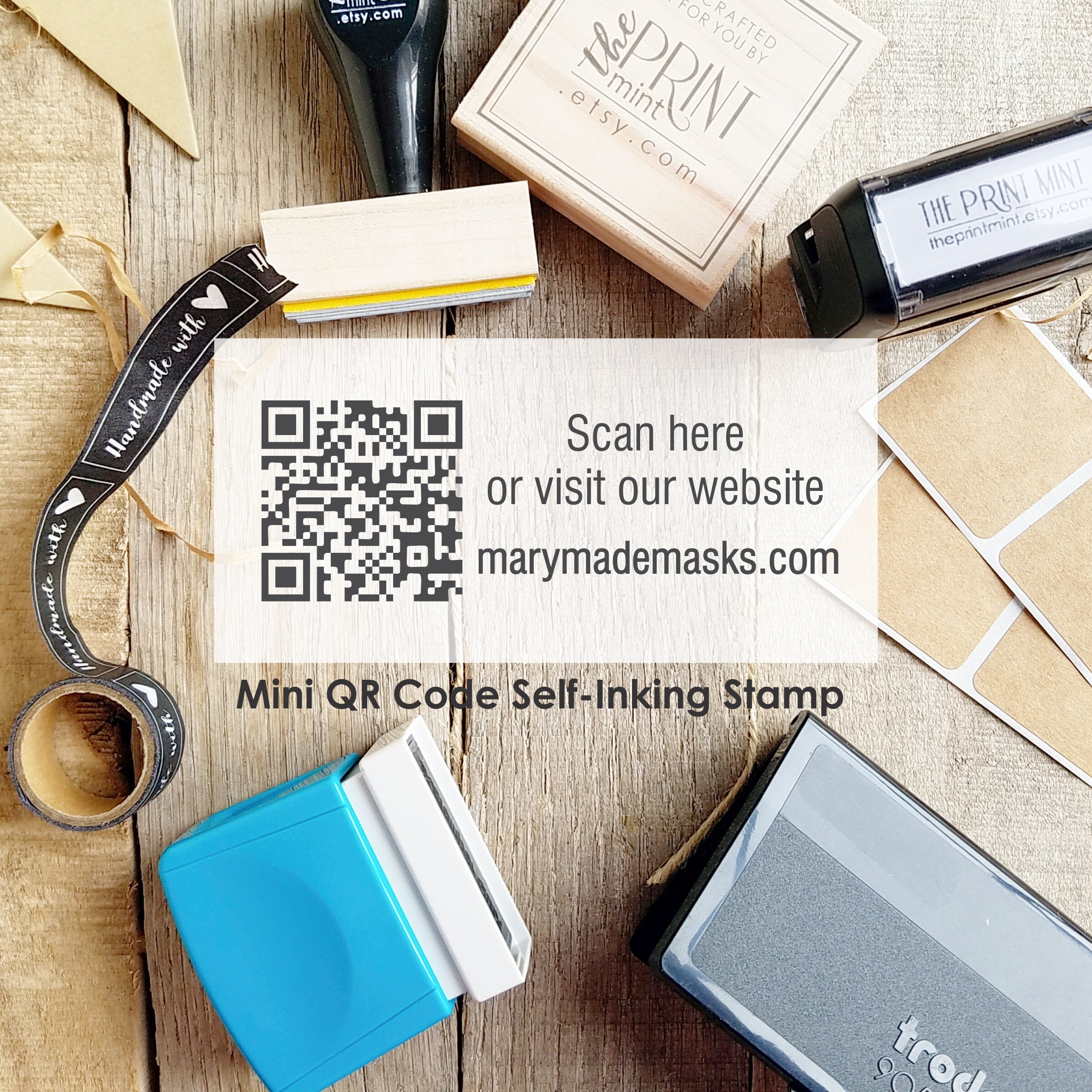 Paper & Party Supplies Business & Calling Cards your website stamp QR ...