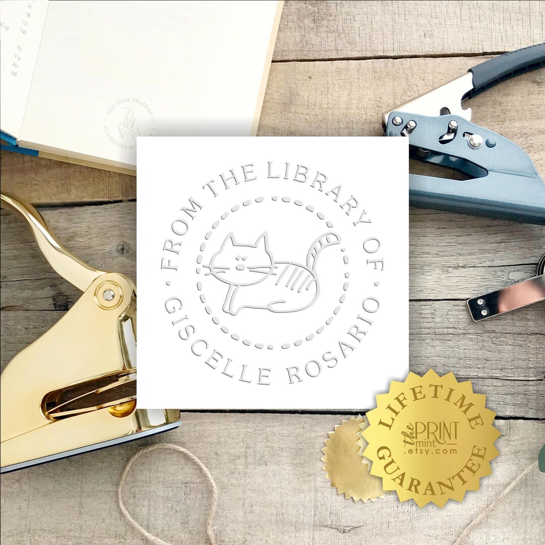 Personalized Cat Book Embosser: Custom Library Stamp - Etsy