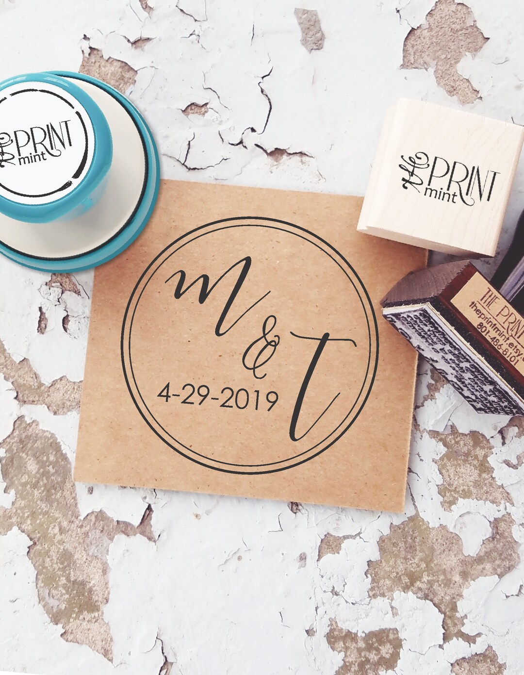 Custom Wedding Stamp for Favors, Initials Save the Date Wedding Stamp ...