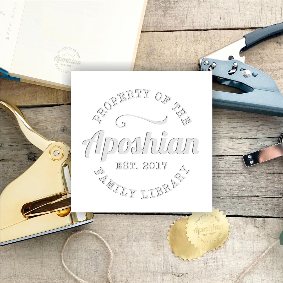 Family Library Book Embosser Custom Book Stamp Family Name Library ...