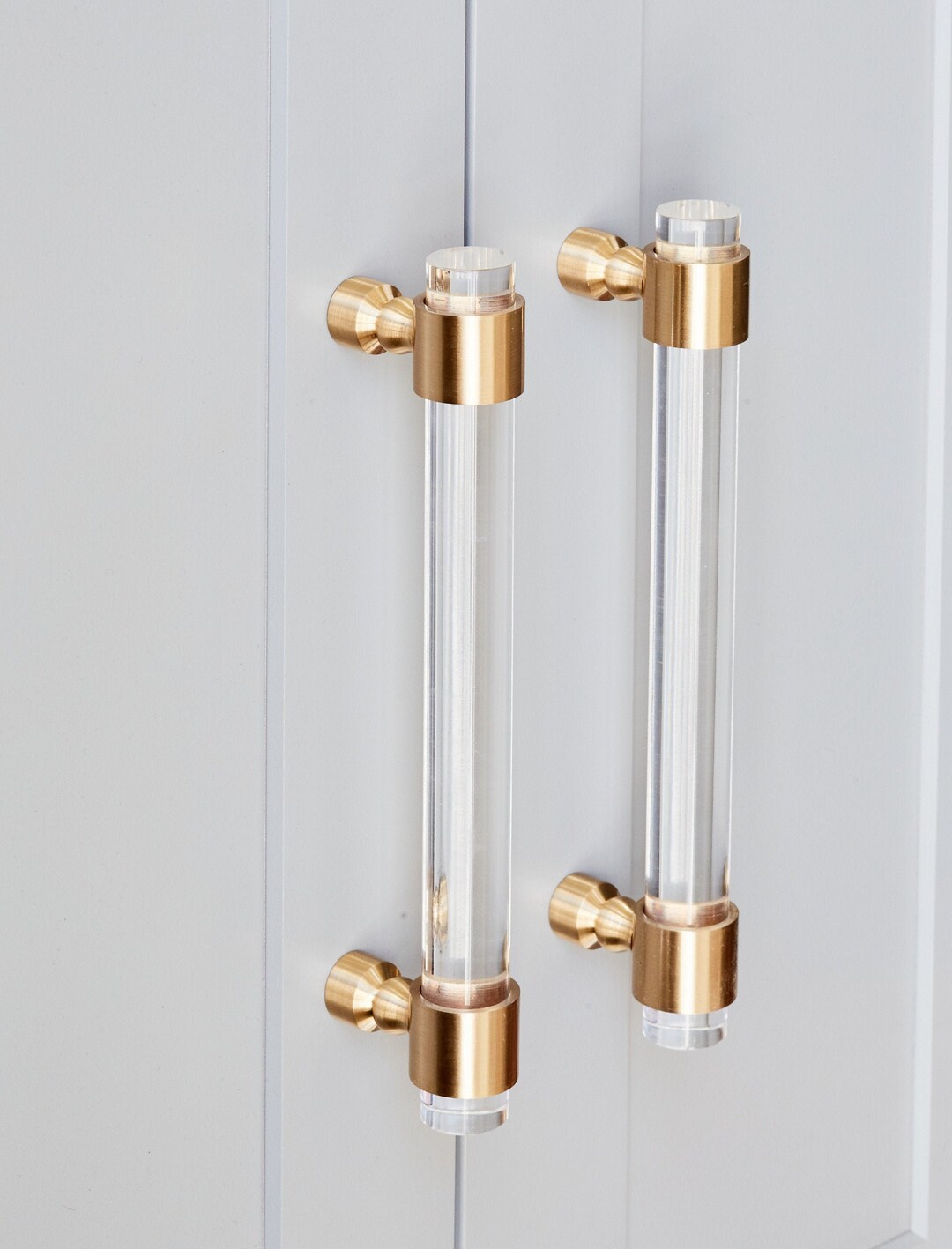 Long Solid Brass and Lucite Appliance Pulls, Lucite Kitchen or ...