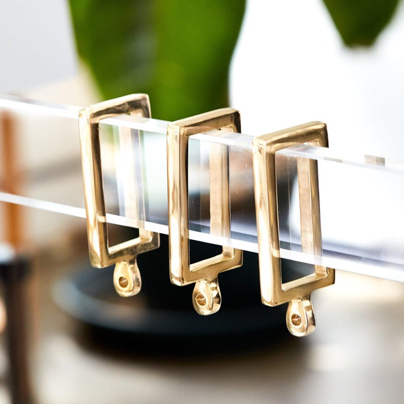 Brass Rectangular Curtain Rings for Lucite Rod - Etsy