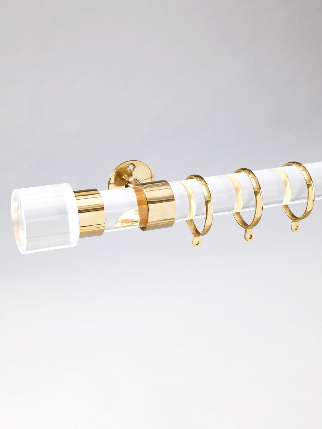 2 Inch Lucite Curtain Rod W/ Brass Hardware, Custom Cut Round Lucite ...