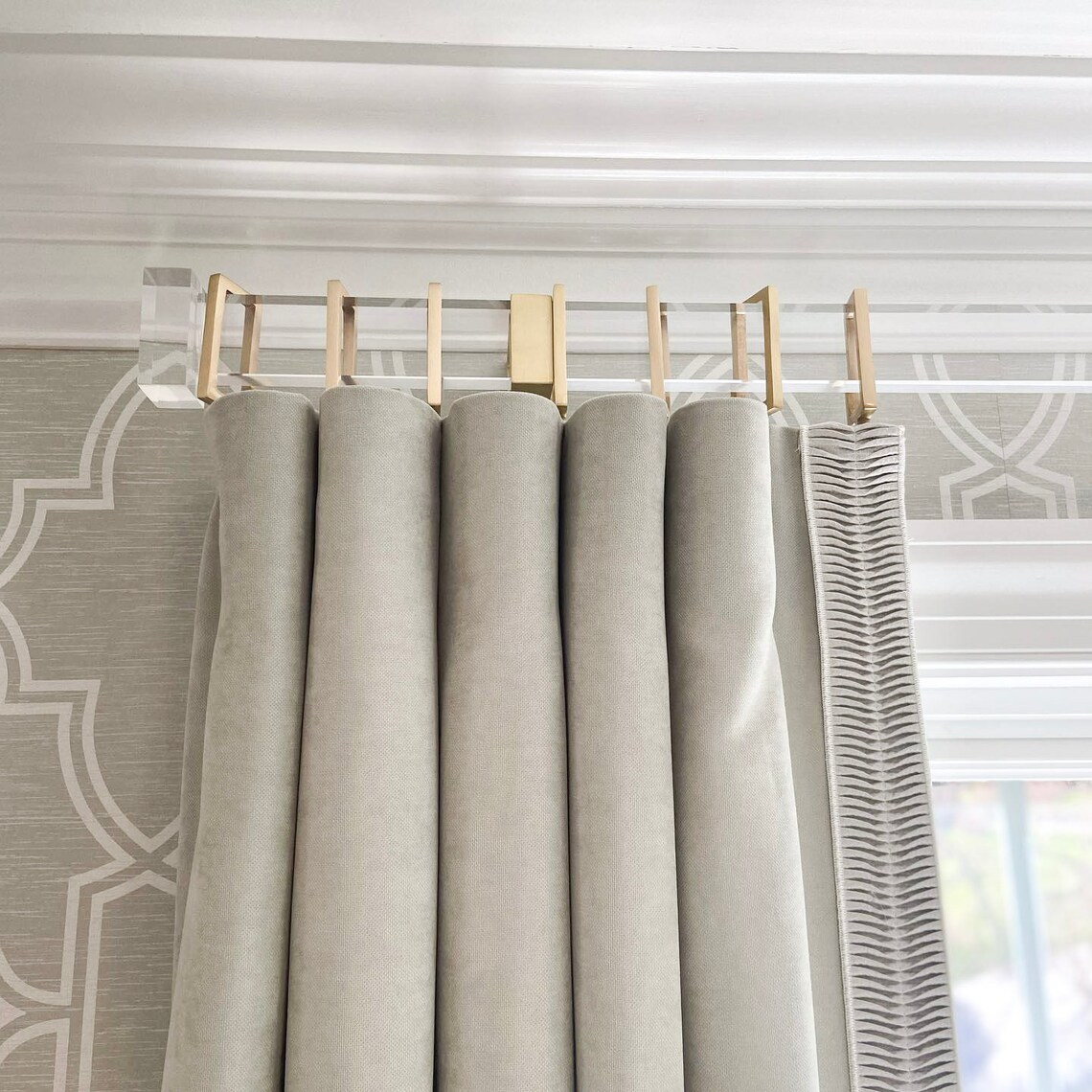 Clear Lucite Rectangular Curtain Rod End Caps, Acrylic Drapery Finials ...
