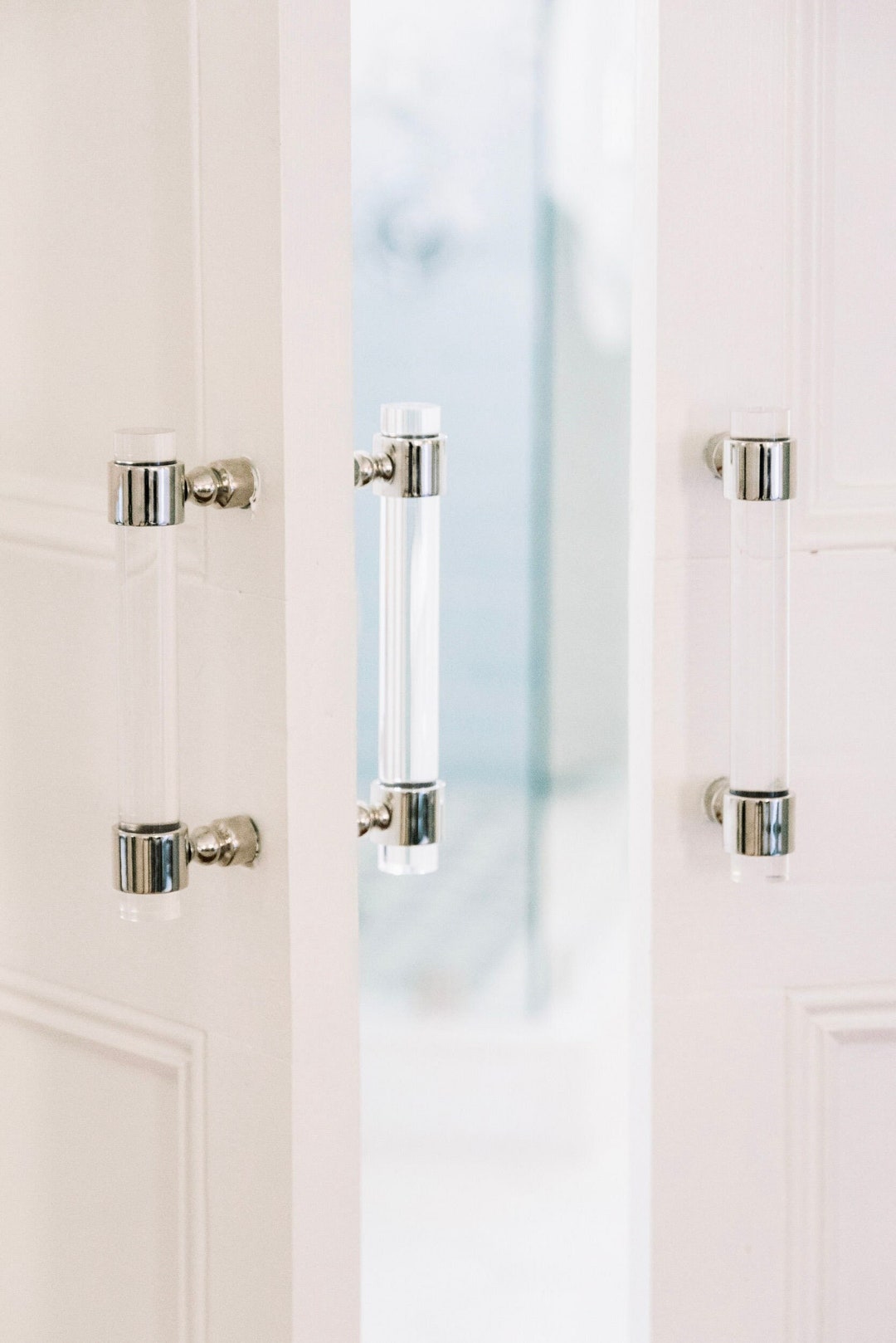 Lucite Door Handle Brass Hardware PAIR, Appliance Door Pulls, Custom ...