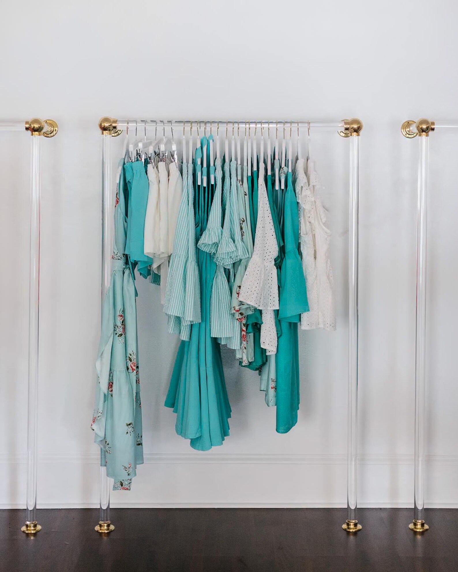 Lucite Brass Wall Mounted Clothing Rack, Boutique Fixture, Garment ...