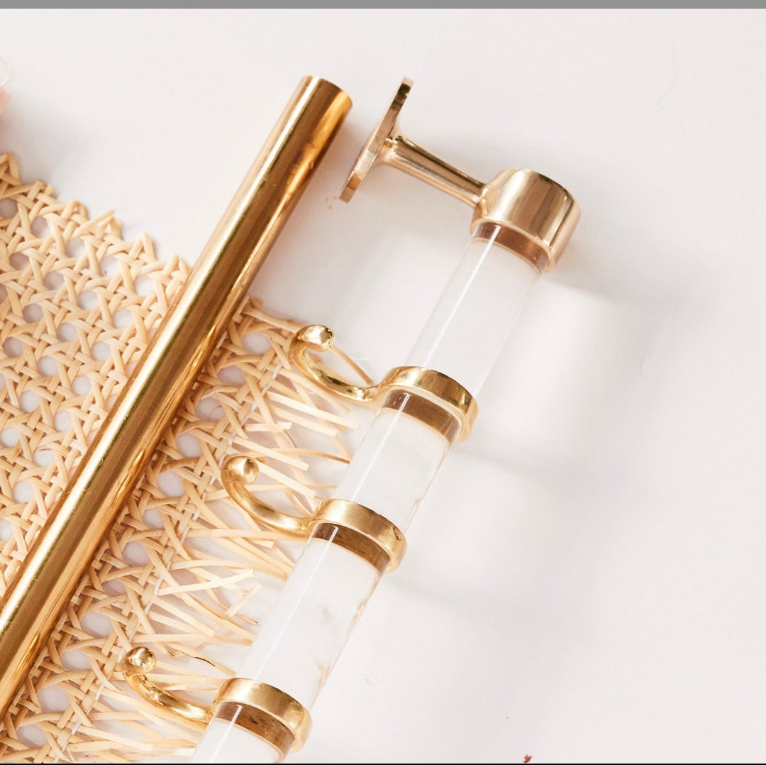 Brass Hook Ring for Lucite Towel Rod, Kitchen Rod Rings in Polished ...