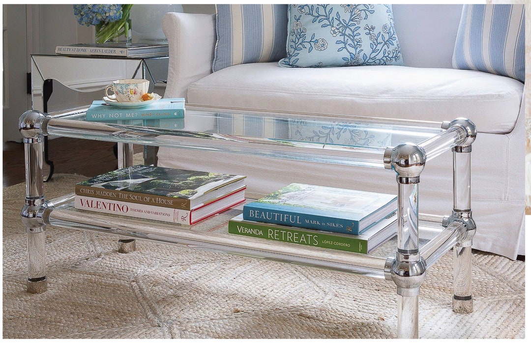 Unique Coffee Table by Luxholdups, Custom Lucite Coffee Table W/ Shelf ...