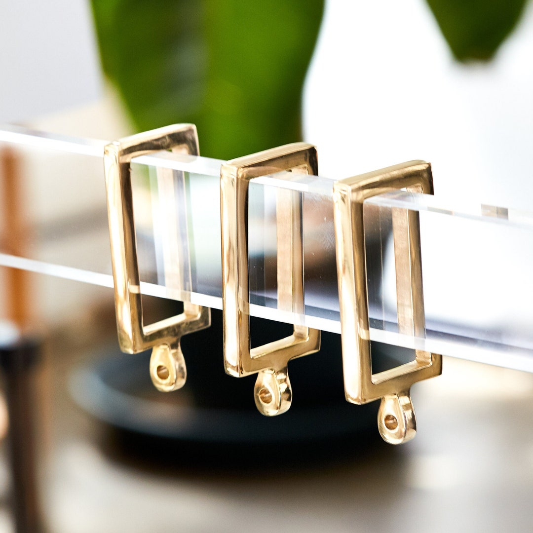 Rectangular Brass Curtain Rings for Lucite Curtain Rod Brass - Etsy