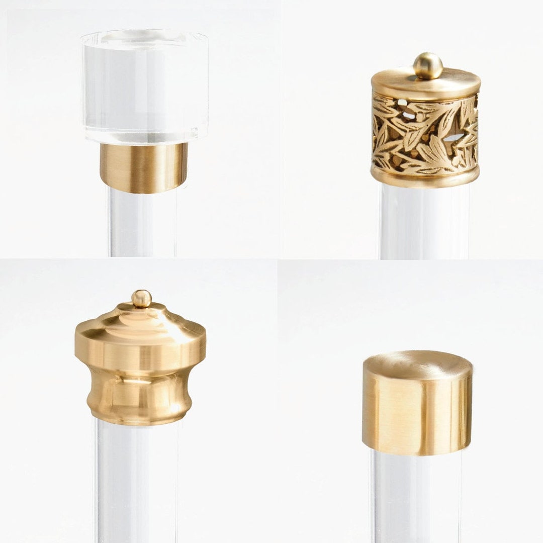 Brass Curtain Rod Finials for Lucite Drapery Rods, Luxholdups Hardware ...