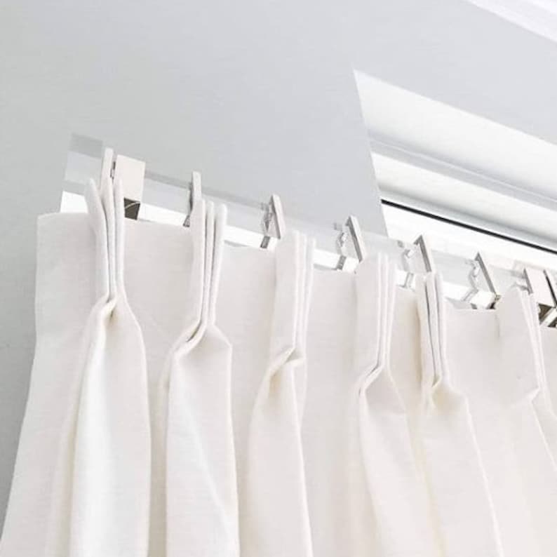 Clear Lucite Rectangular Curtain Rod End Caps, Acrylic Drapery Finials ...