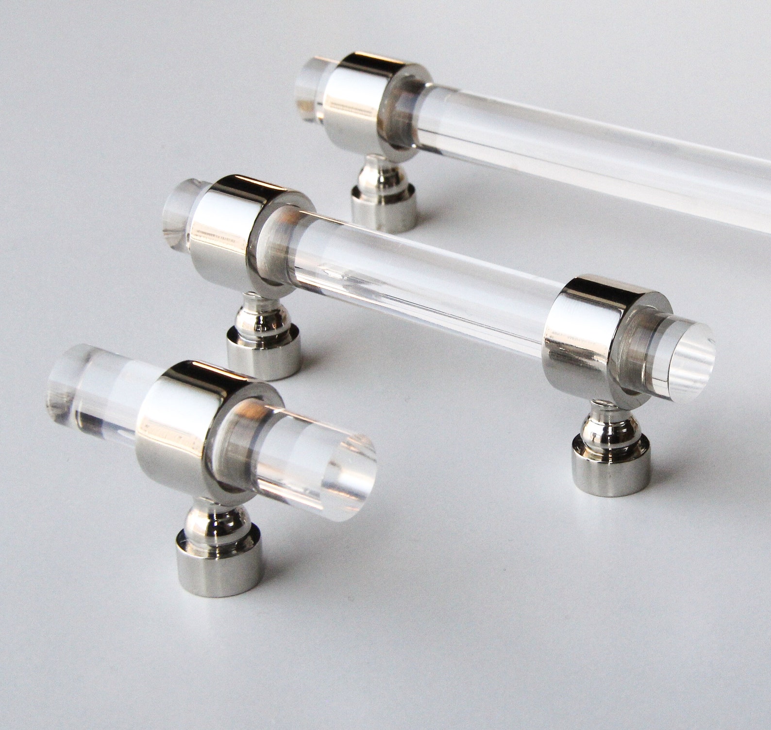 Lucite Drawer Pull Crown Post 1/2 in DIA chrome / Nickel Lucite Drawer ...