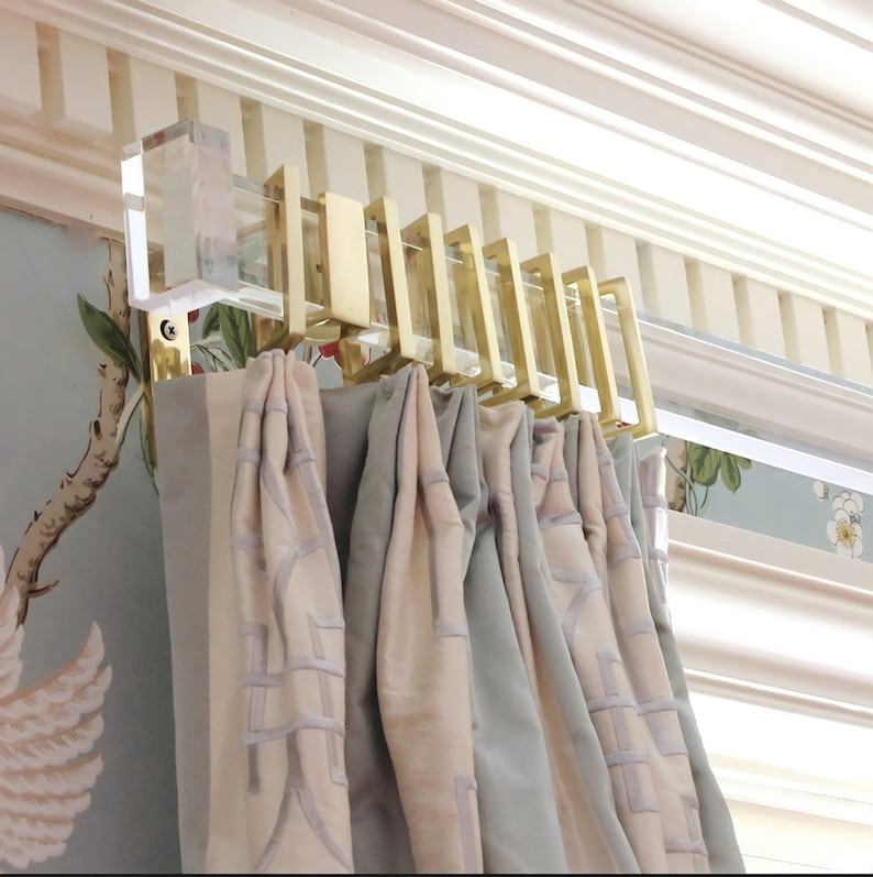 Luxholdups Lucite Rectangular Curtain Rod in Custom Length, Lucite ...