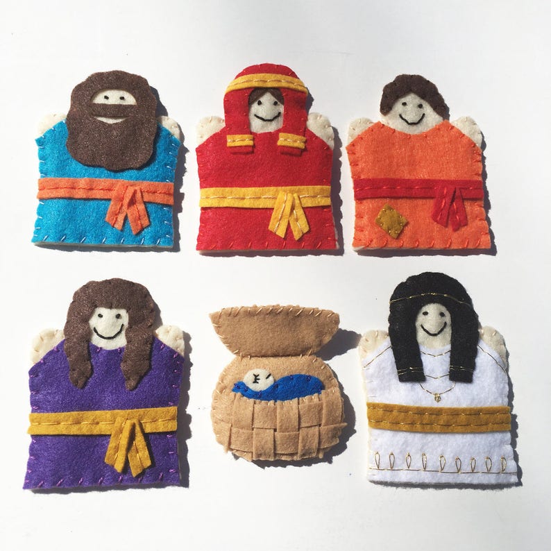 Baby Moses Puppet Pattern Children's Felt Finger Puppets | Etsy