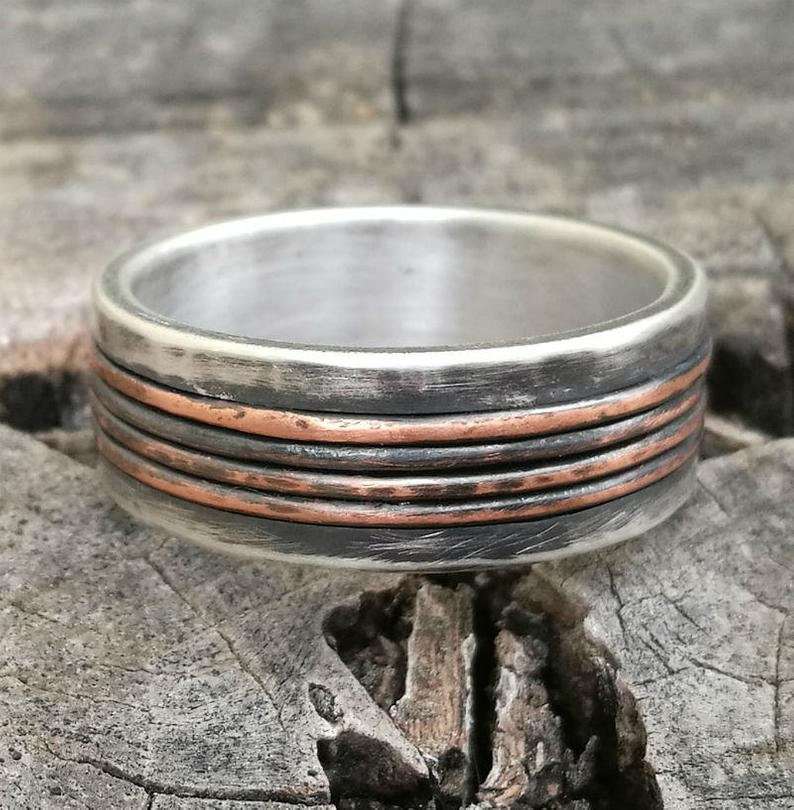 Rustic Wedding Band Silver Wedding Band Engagement Ring - Etsy