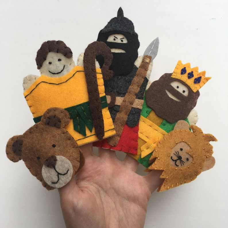 David and Goliath Children's Felt Finger Puppet Pattern - Etsy UK