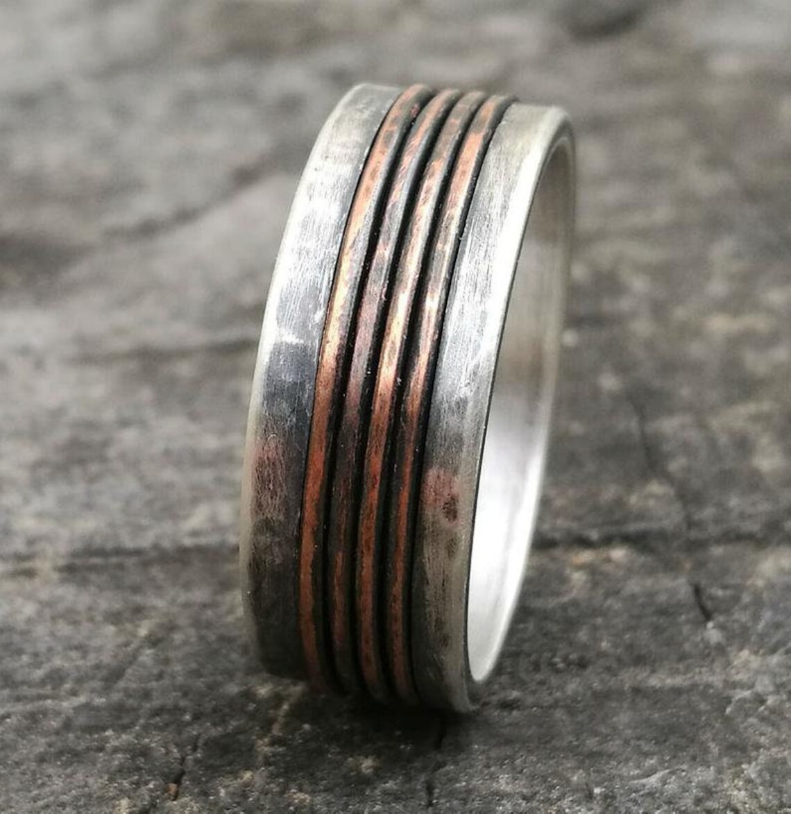 Rustic Wedding Band Silver Wedding Band Engagement Ring - Etsy