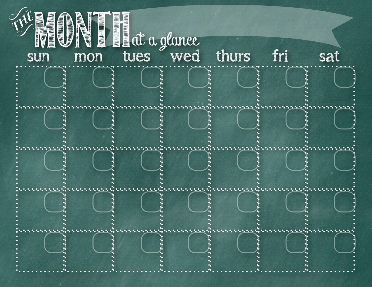 Chalkboard Calendar - Blue - INSTANT DOWNLOAD - Etsy