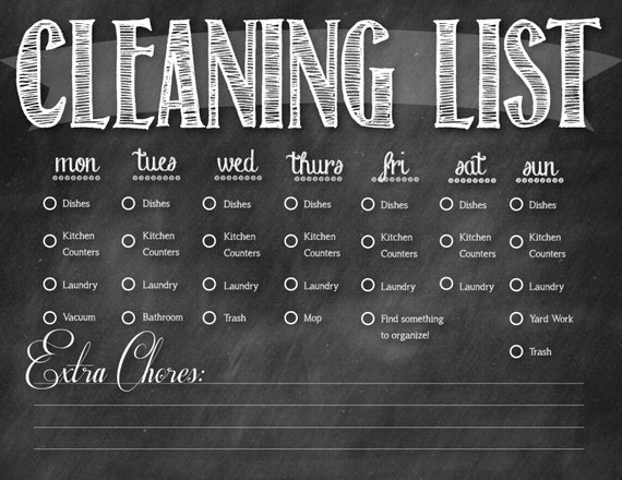 Chalkboard Cleaning Schedule INSTANT DOWNLOAD | Etsy