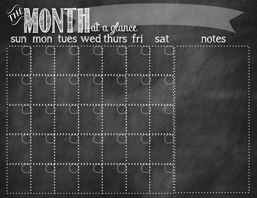 Chalkboard Calendar With "notes" - Etsy