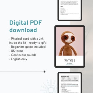 Sloth Crochet Kit for Beginners Animal Starter Kit DIY Craft Amigurumi ...