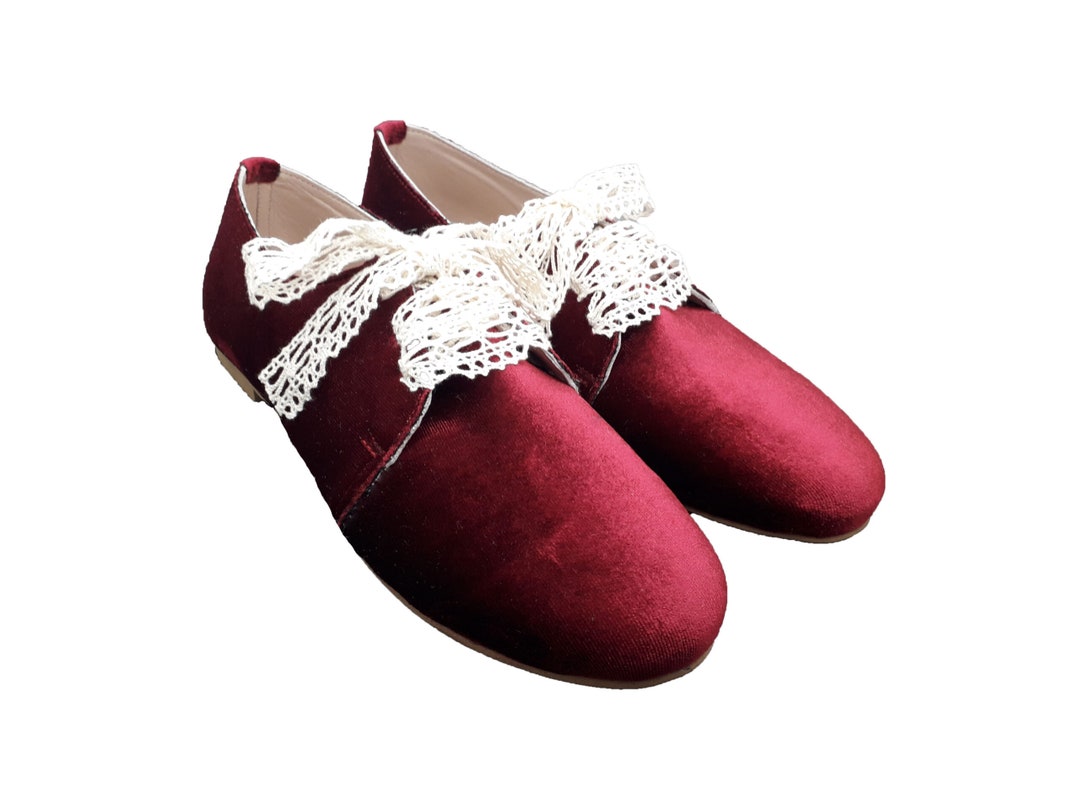 Margo Shoes Woman Red Velvet Oxfords Handmade Woman Velvet - Etsy