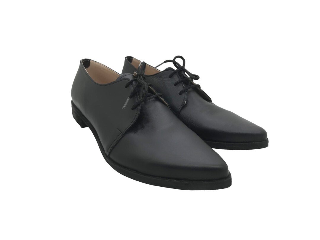 Margo Shoes Woman Leather Black Oxfords, Handmade Woman Leather Shoes ...