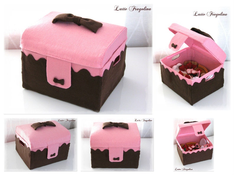 Felt Toy Box, Container - Style Strawberry Chocolate Ribbon - Etsy