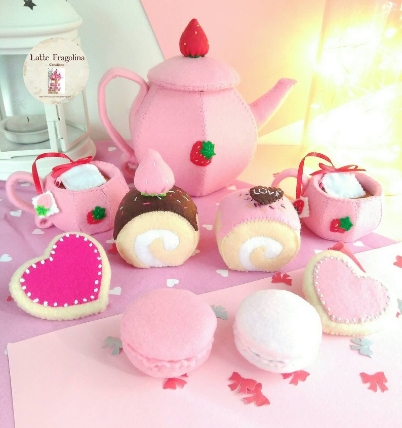 Felt Toys, Strawberry, Felt Tea Set, Large, Teapot and Cups Are ...