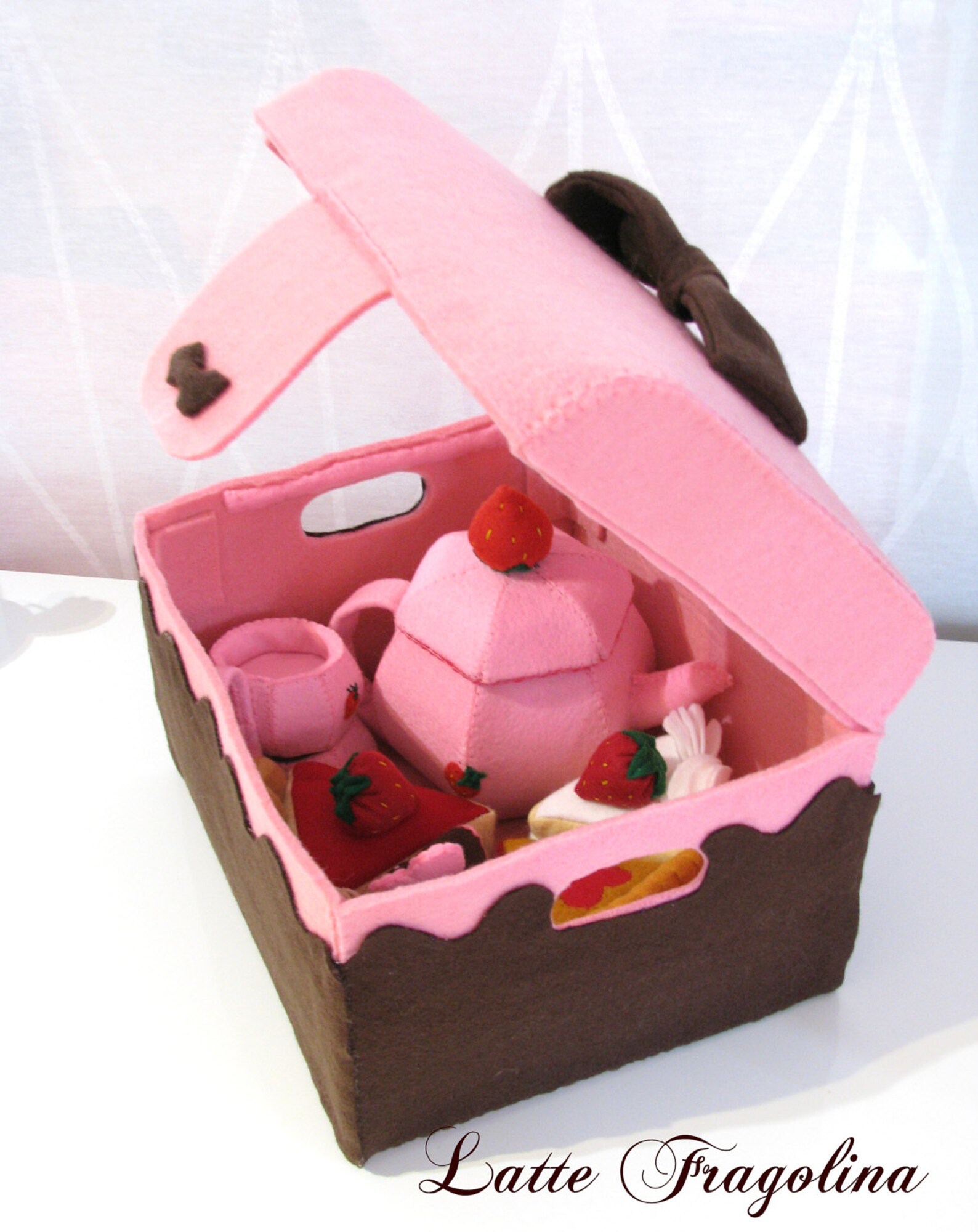 Felt Toy Box, Container - Style Strawberry Chocolate Ribbon - Etsy