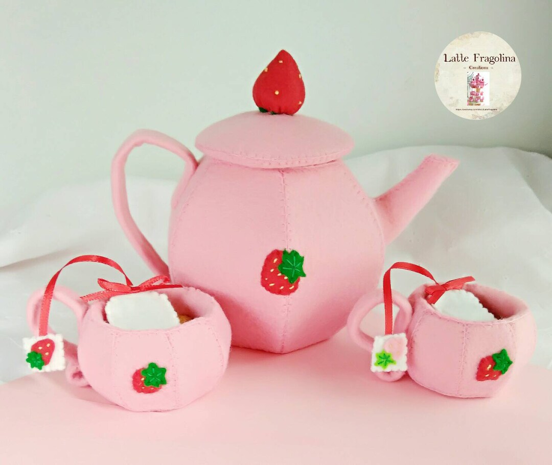 Mini " Strawberry Tea Set " Felt Toys - Felt Food Toys for Children ...