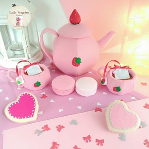 Strawberry Felt Tea Set With Macaron & Cookies Felt Toys(small) - Felt ...