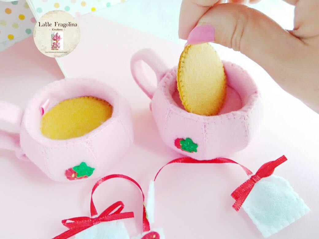 Tea Set Felt Toys, Strawberry Tea Set, Felt Food Toys for Children, Tea ...