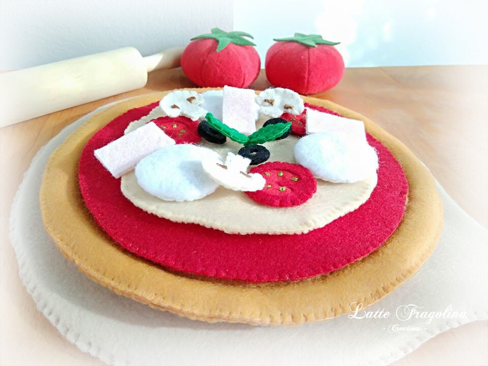 Italian Pizza Set Part 2, Whole Pizza, Felt Food Toy, Italian Kitchen ...