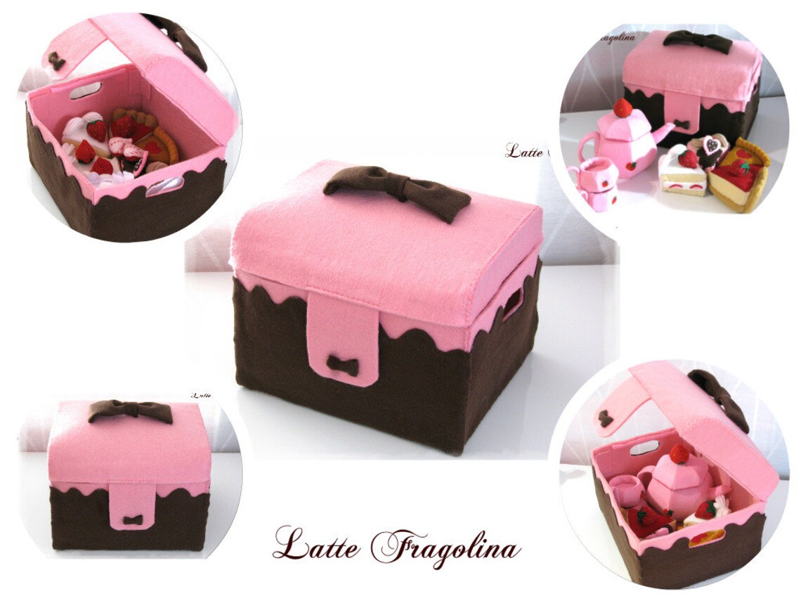 Felt Toy Box, Container - Style Strawberry Chocolate Ribbon - Etsy