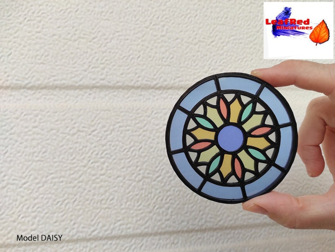 Miniature Stained Glass Round Window. DAISY Diorama Series, Dollhouse ...