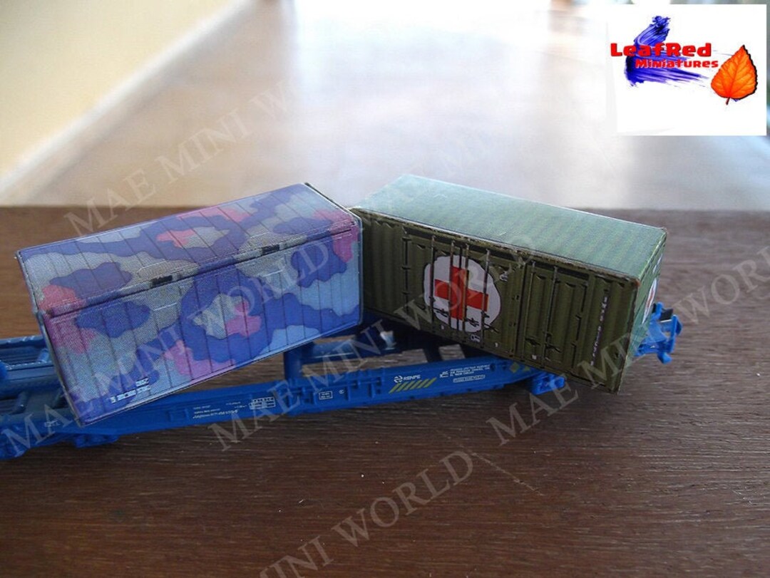 Miniature Container Shipping 20' Container x2 Military Series N Scale ...